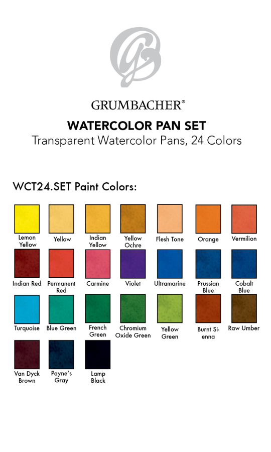 Grumbacher® Transparent Watercolors, 24 Pans - Grumbacher Art